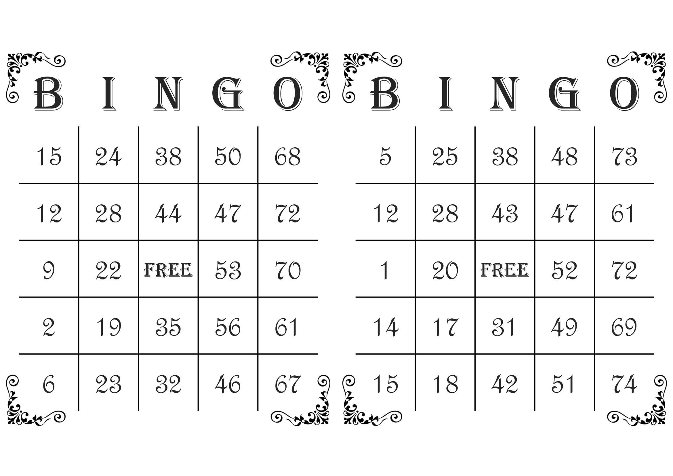 Bingo Cards Printable Free PDF Printable Bingo Cards