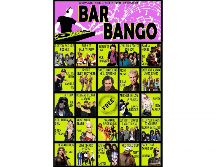 Bar Bango 30 Cards Playlist Bingo Music Bingo Printable Bingo Cards