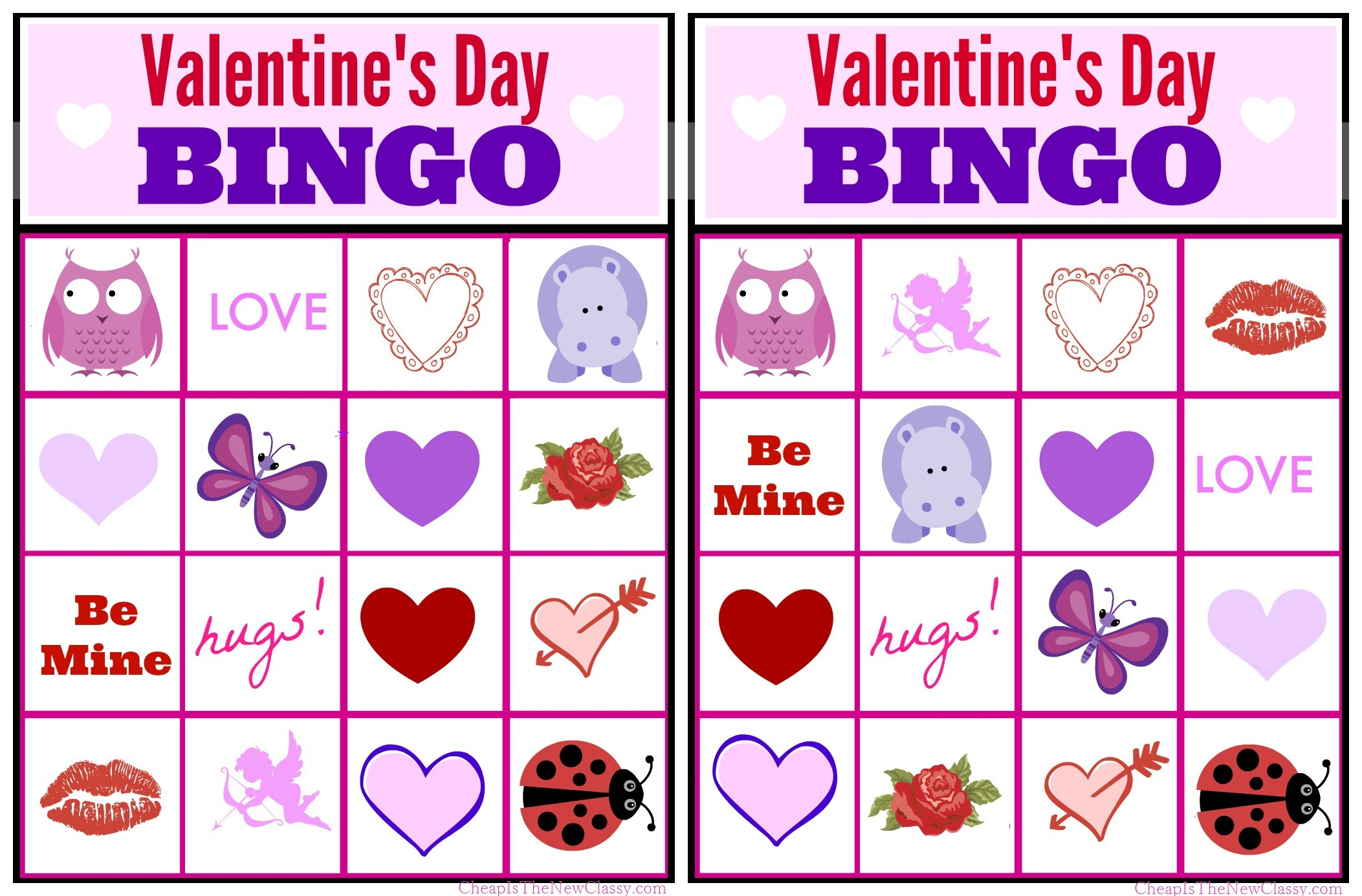 Free Printable Classroom Set Of Valentine s Bingo Cards Printable 