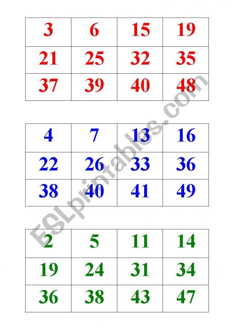 Numbers Bingo 1 50 Esl Worksheetbritishlinecerkezkoy Printable 