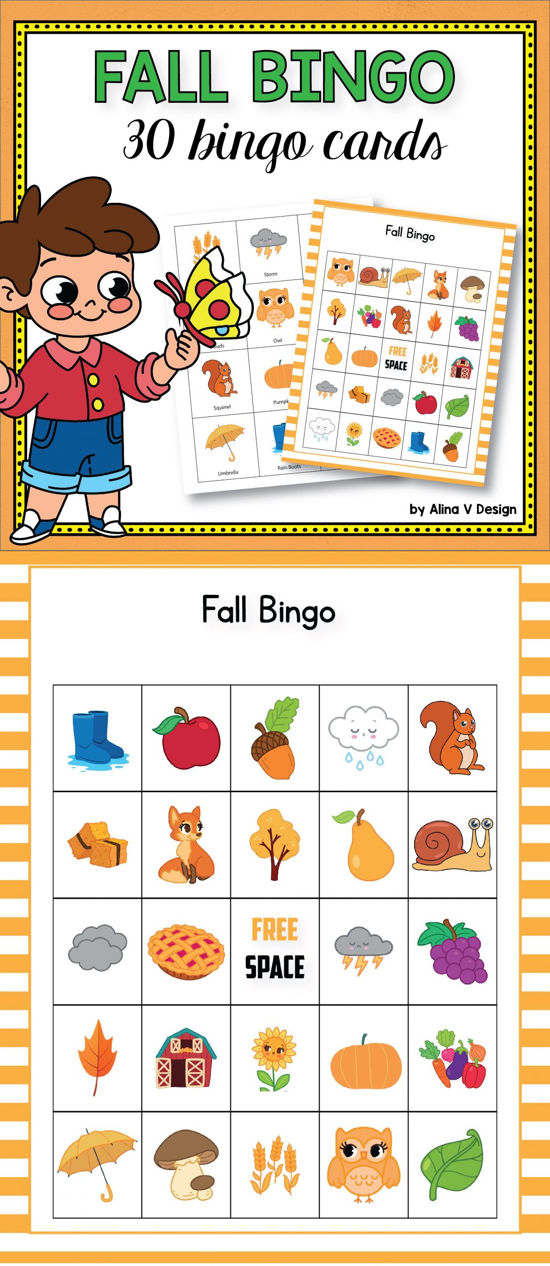Autumn Bingo Printable Cards Printable Bingo Cards
